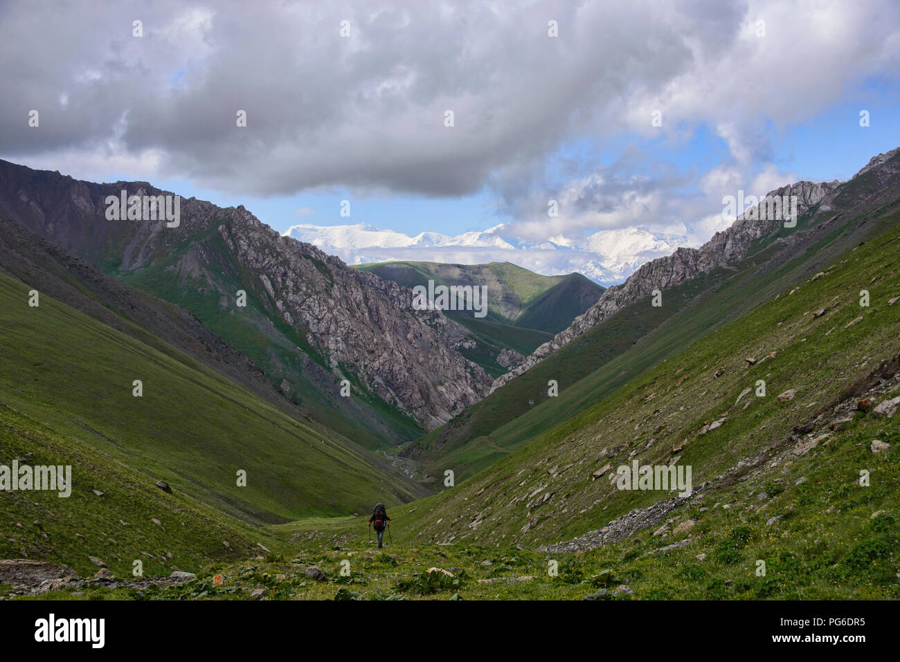 Trekking on the epic Heights of Alay route, Alay, Krygyzstan Stock ...