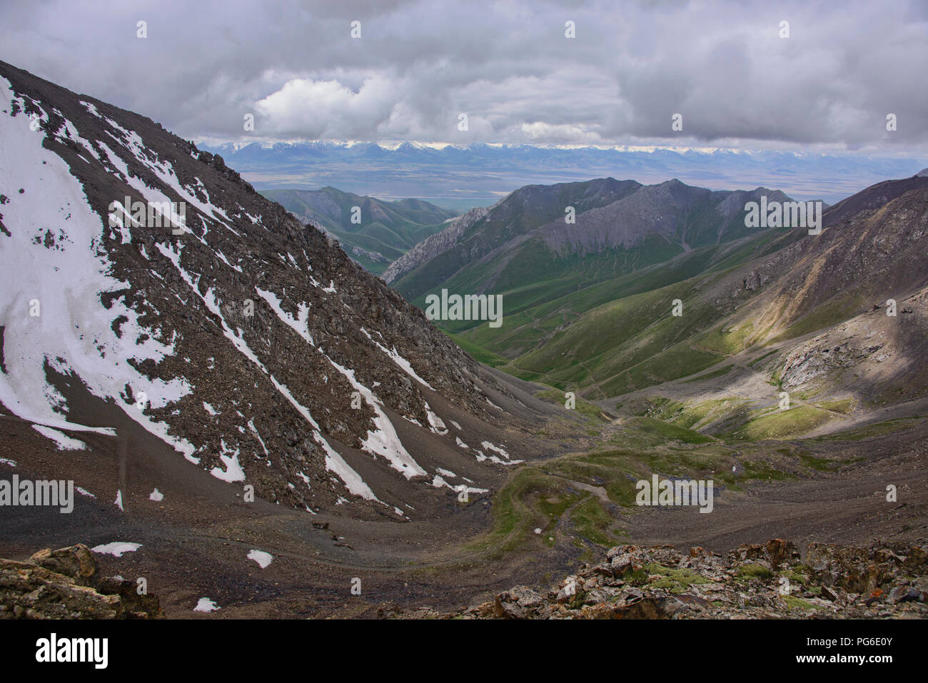 Trekking on the epic Heights of Alay route, Alay, Krygyzstan Stock ...