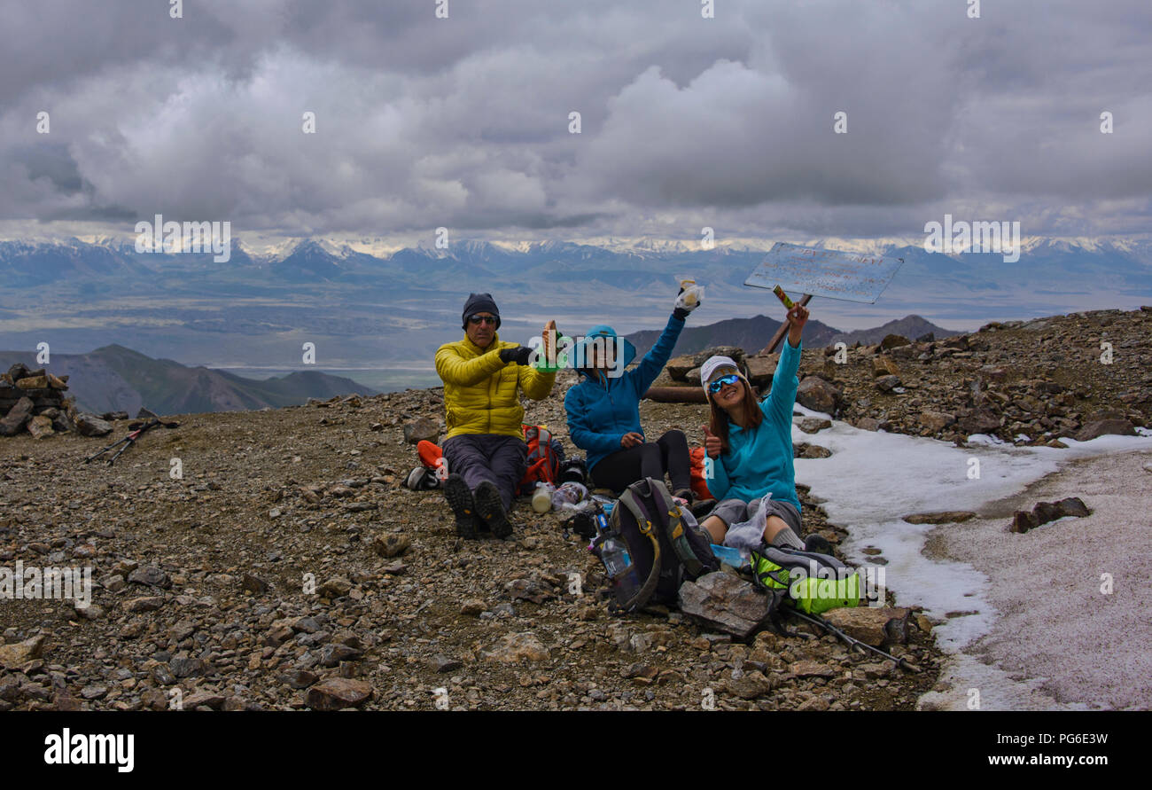 Trekking on the epic Heights of Alay route, Alay, Krygyzstan Stock ...