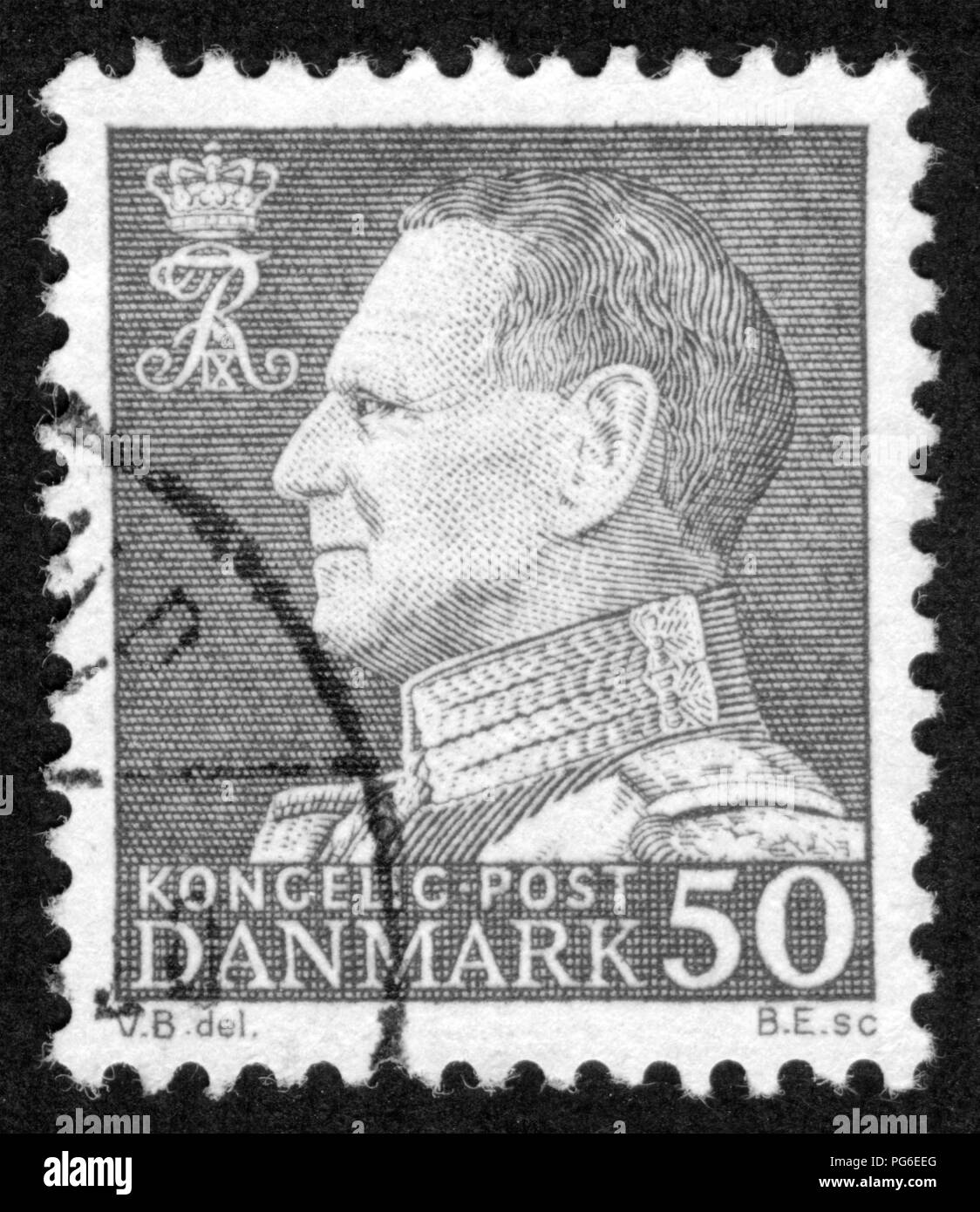 Denmark postage stamp Black and White Stock Photos & Images - Alamy