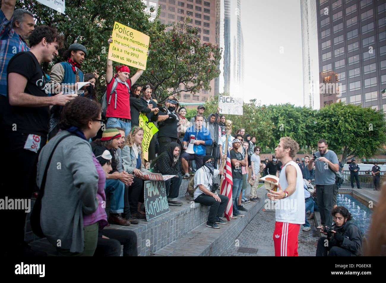 LOS ANGELES - NOVEMBER 17: Occupy LA protesters march on November 17 ...