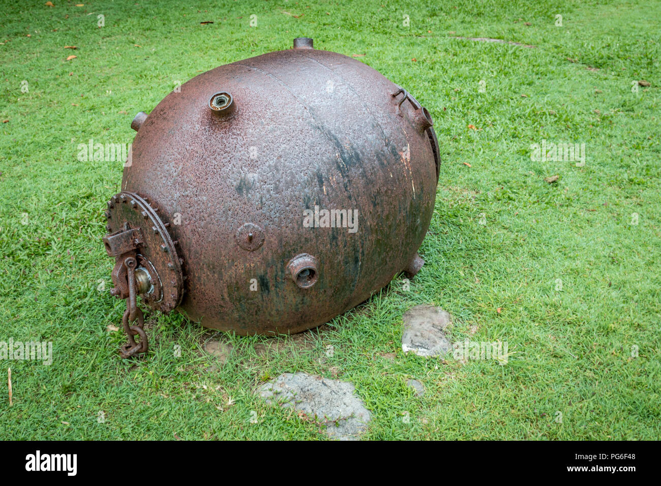 Old rusty mine in war memorial park Stock Photo - Alamy
