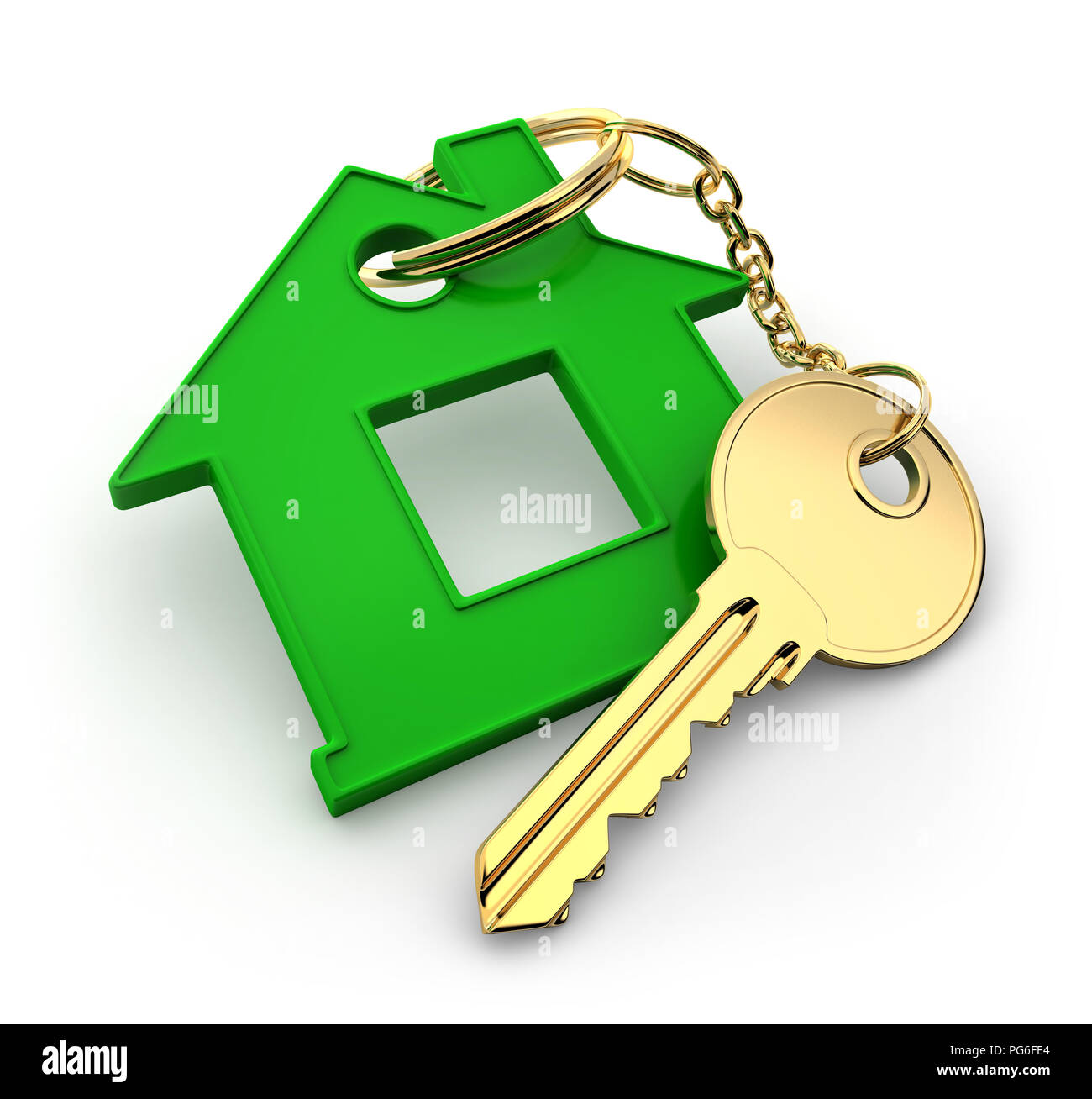 Abstract green home and key. 3d illustration Stock Photo - Alamy