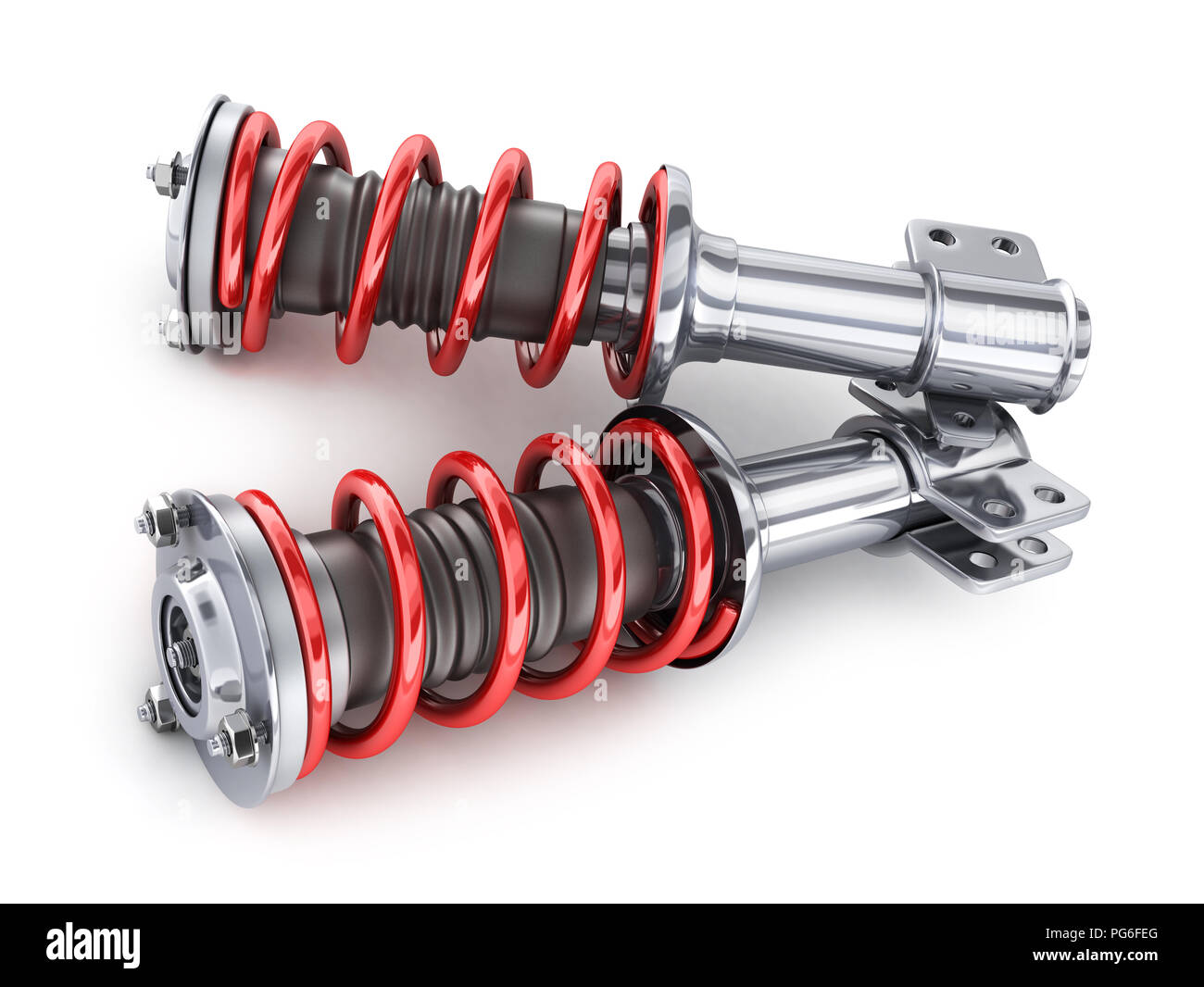 Two Shock absorber car on white background. 3d illustration Stock Photo ...