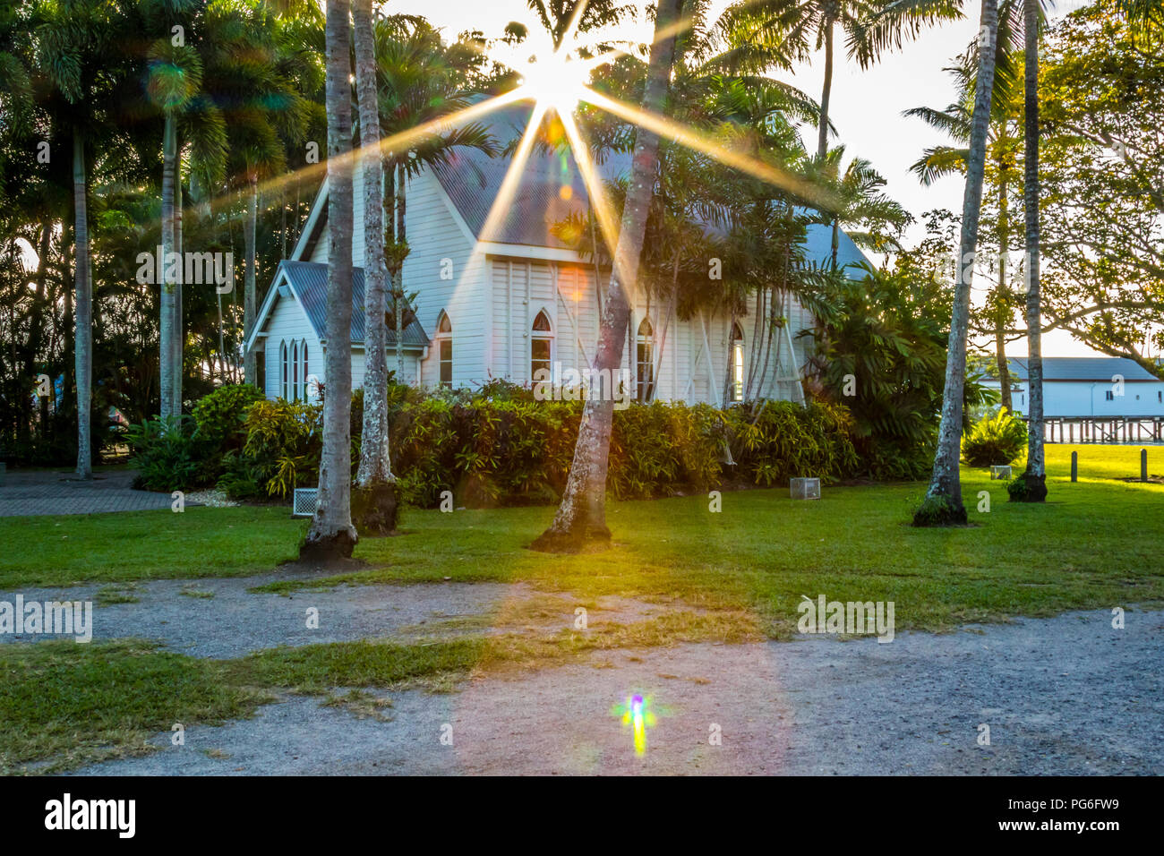 Old heritage timber church in tropical setting Stock Photo - Alamy