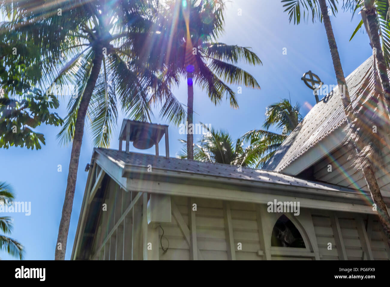 Old heritage timber church in tropical setting Stock Photo - Alamy