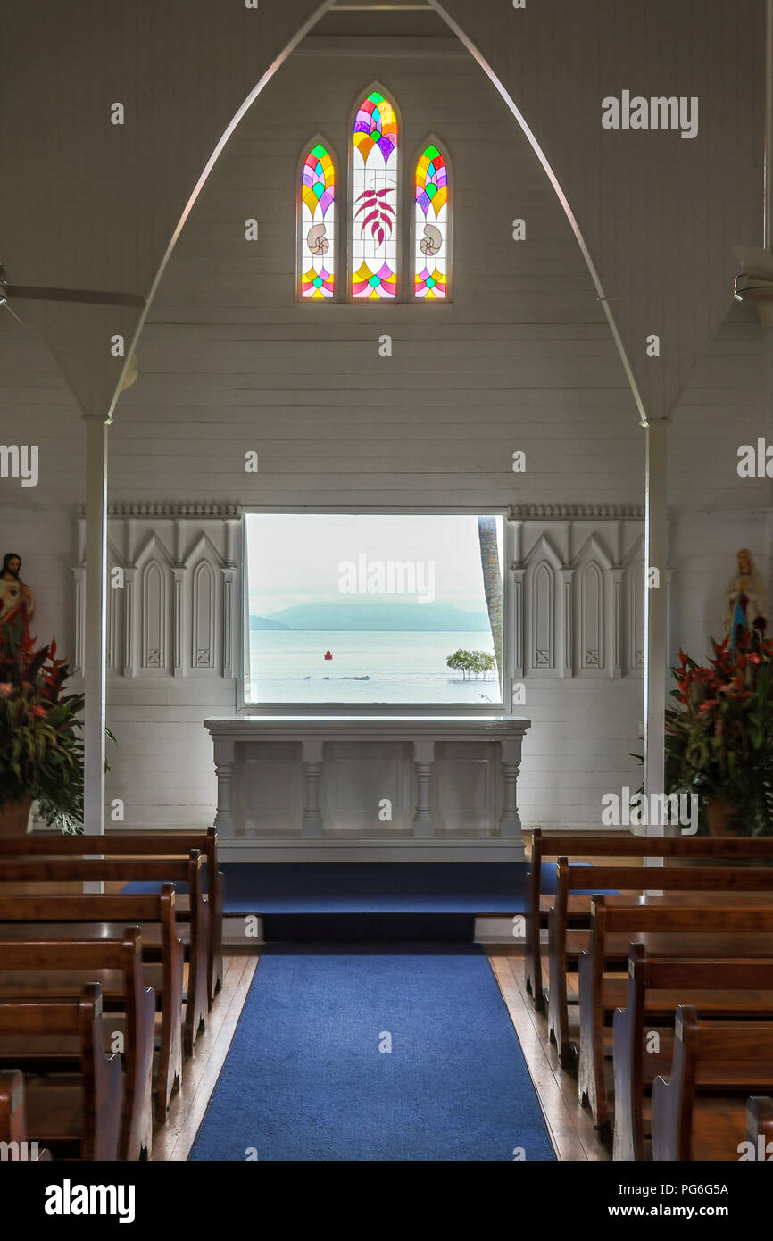 Old heritage timber church in tropical setting Stock Photo - Alamy