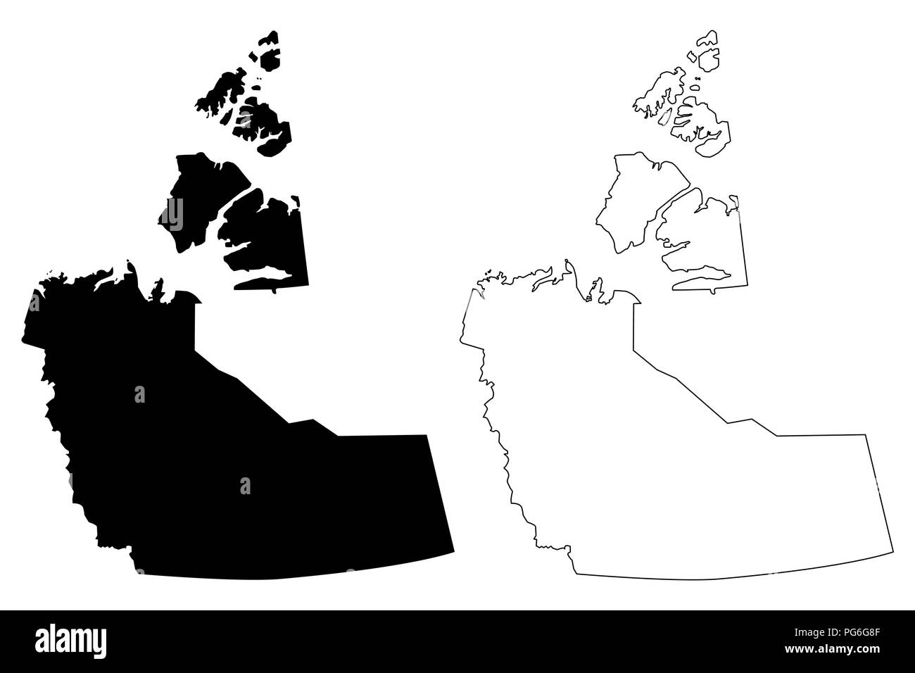 Northwest Territories (provinces and territories of Canada) map vector ... Northwest Territories (provinces and territories of Canada) map vector ...