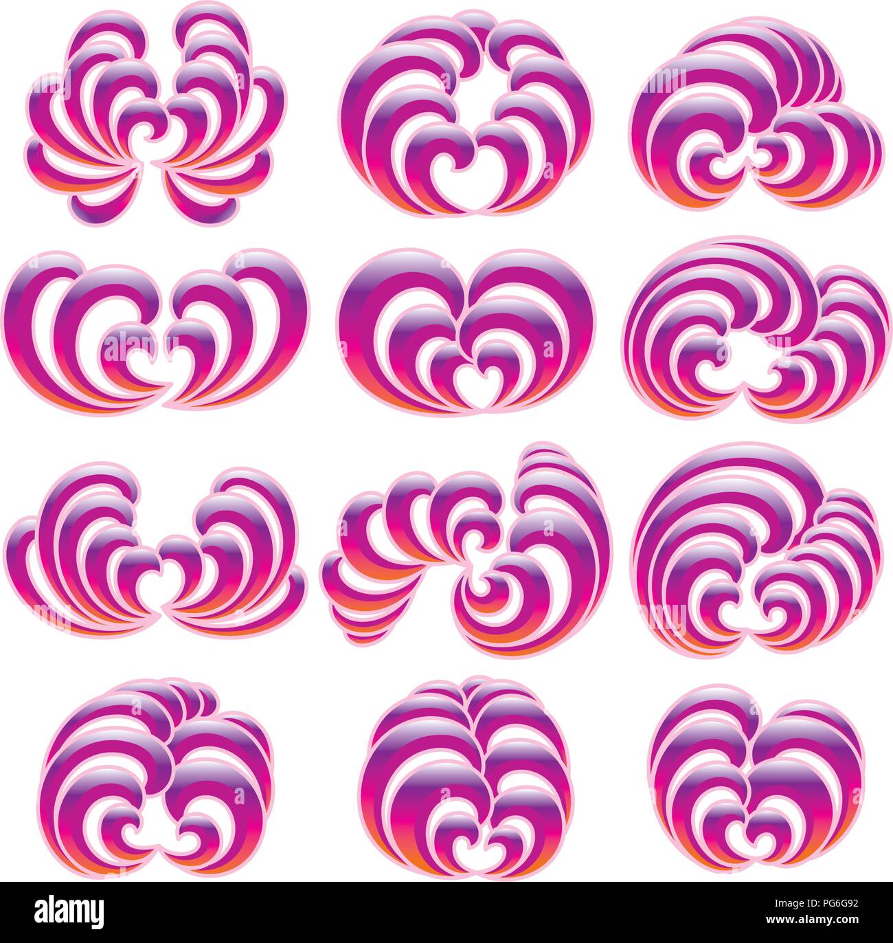 Set of Twelve Decorative Floral Curls. Vector Illustration Stock Vector ...