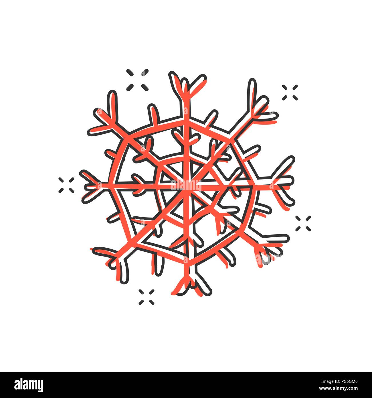 Vector cartoon hand drawn snowflake icon in comic style. Snow flake ...