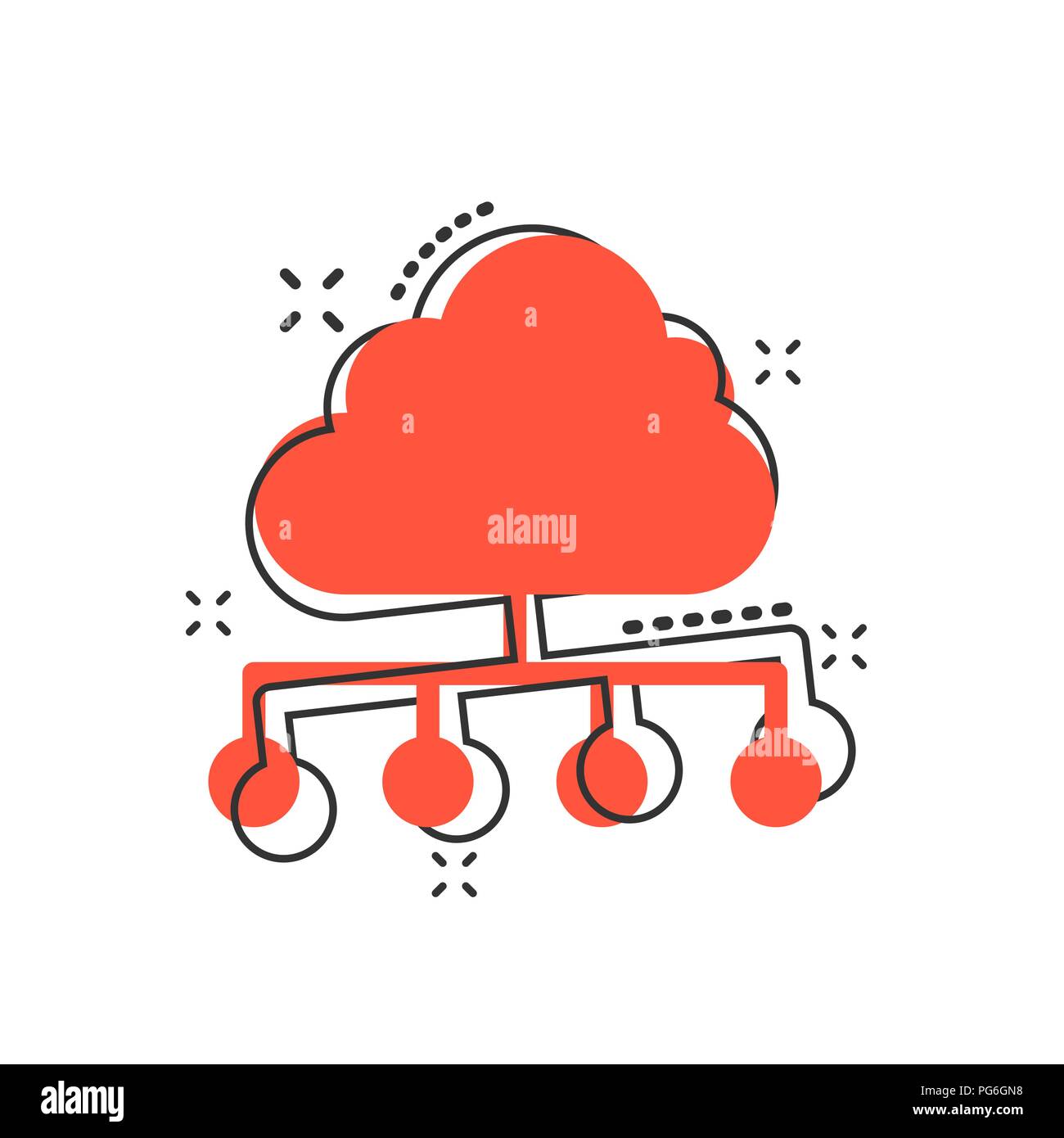 Vector cartoon cloud computing technology icon in comic style ...