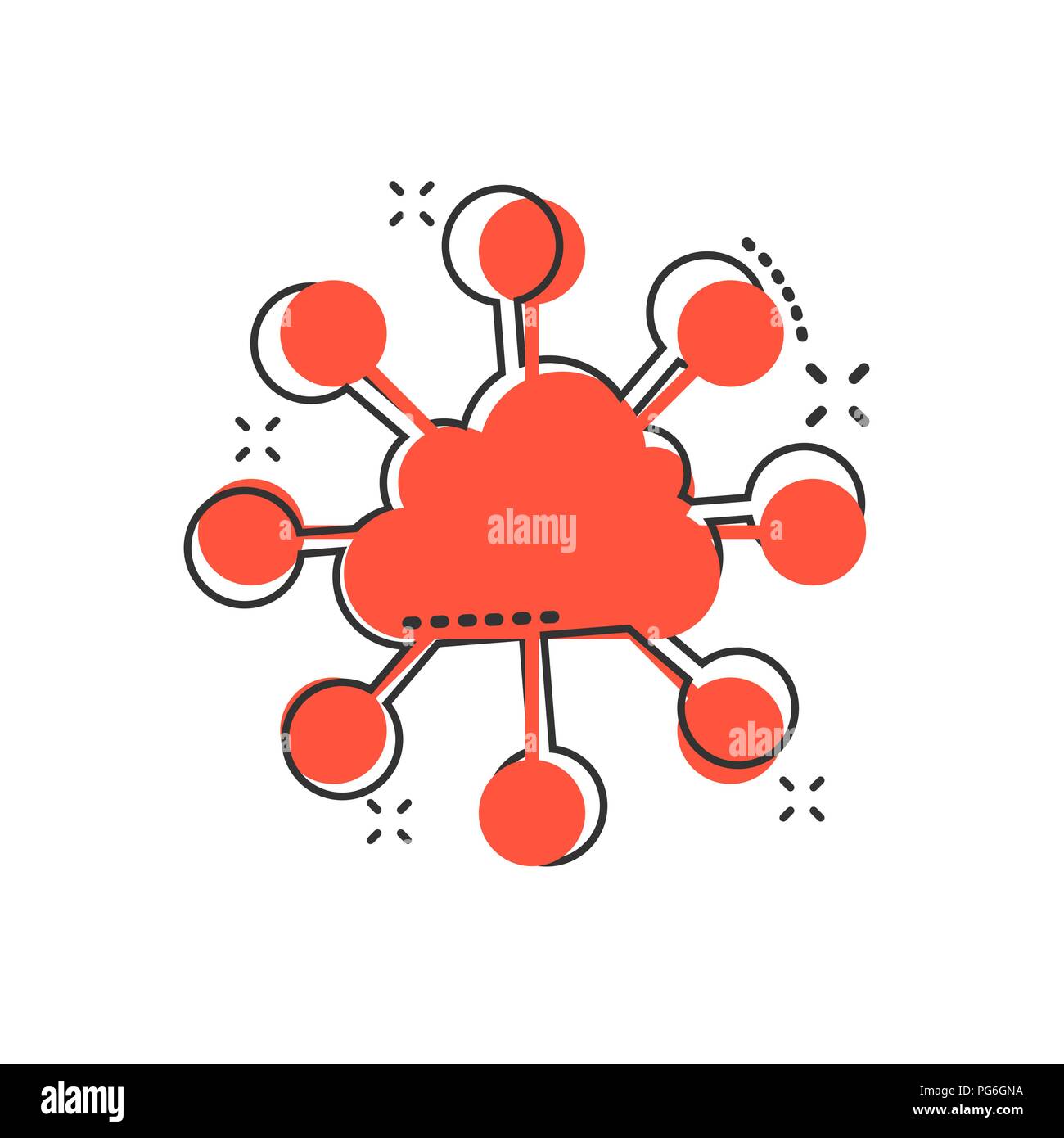 Vector cartoon cloud computing technology icon in comic style ...