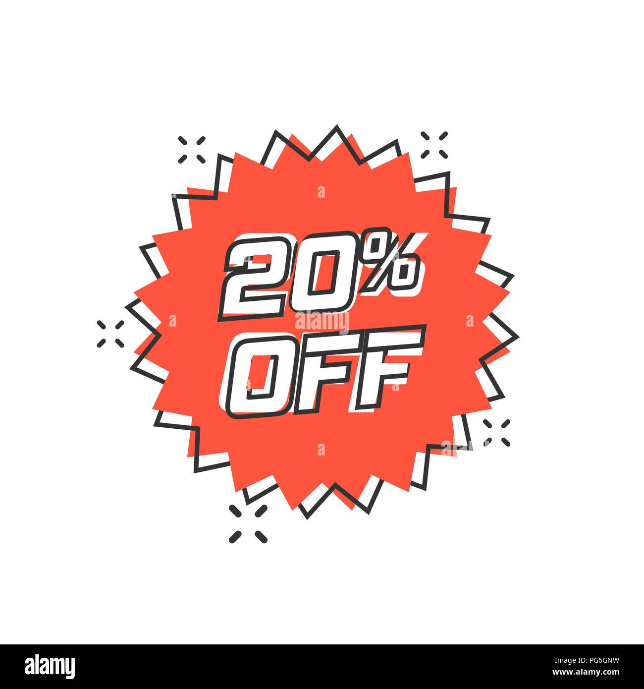 Vector cartoon discount sticker icon in comic style. Sale tag ...