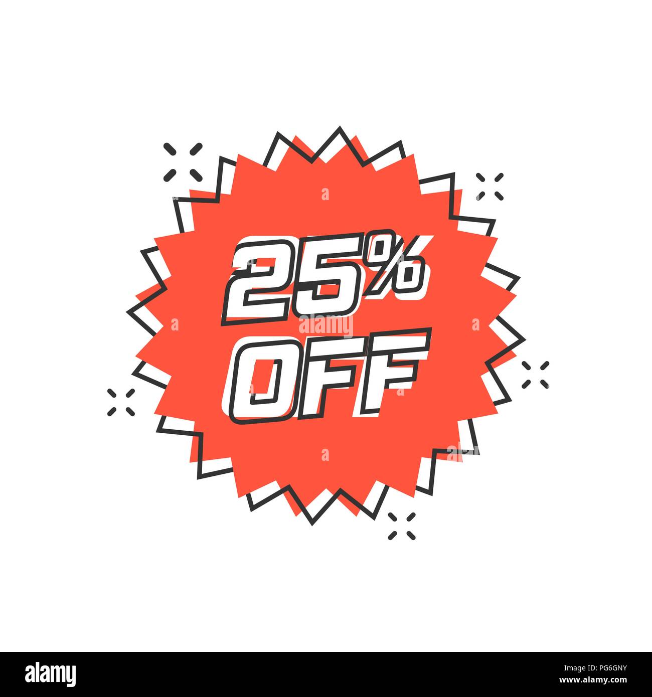 Vector cartoon discount sticker icon in comic style. Sale tag ...