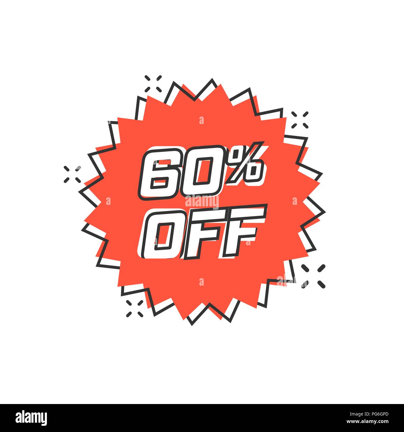 Vector cartoon discount sticker icon in comic style. Sale tag ...