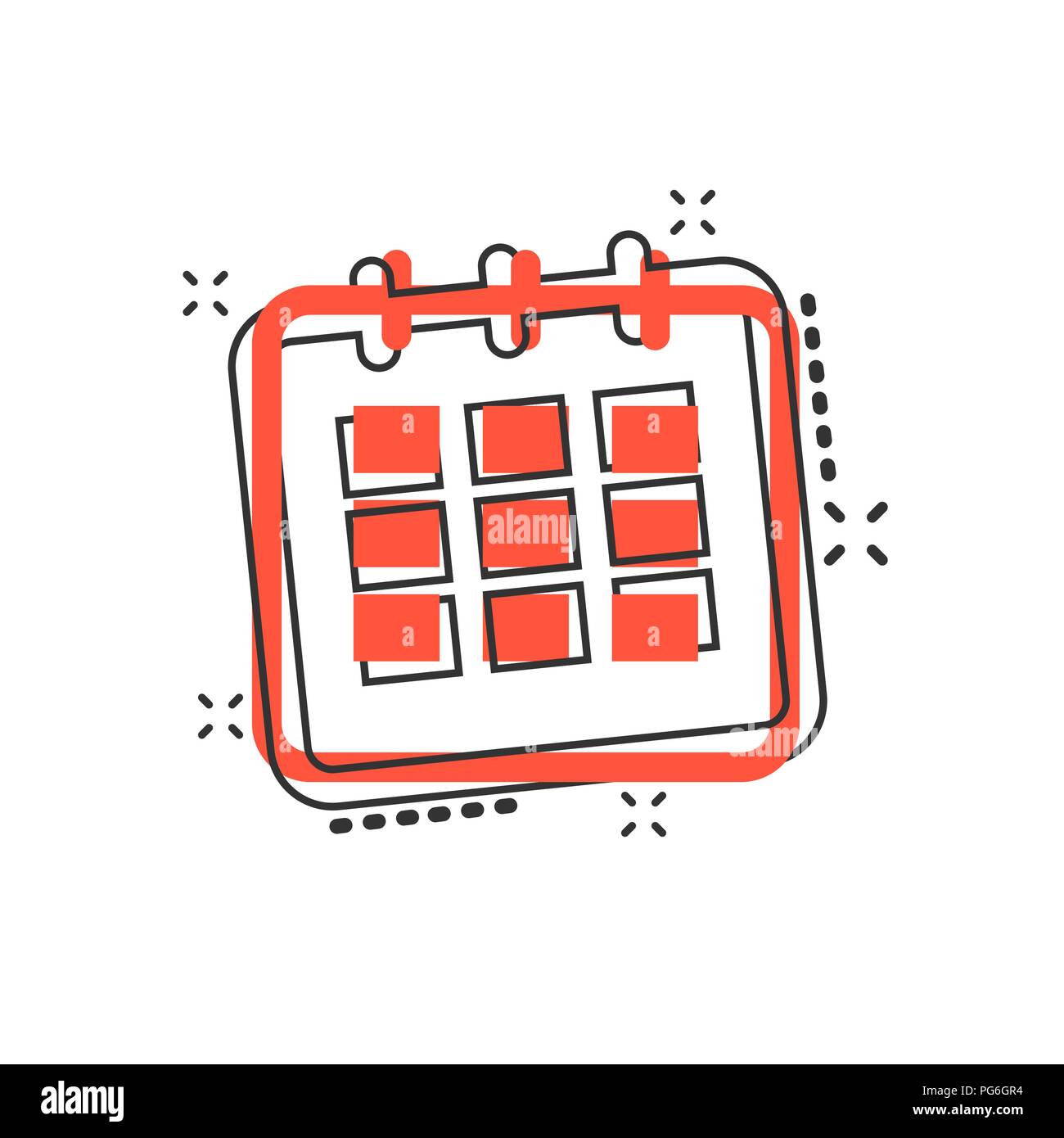 Vector cartoon calendar agenda icon in comic style. Reminder ...