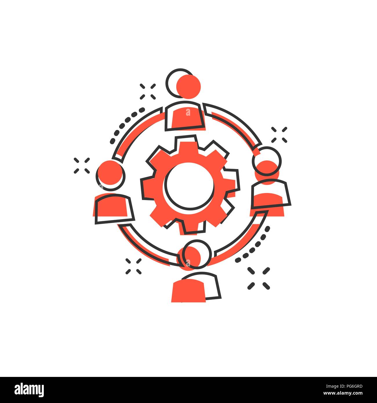 Vector cartoon outsourcing collaboration icon in comic style. People ...