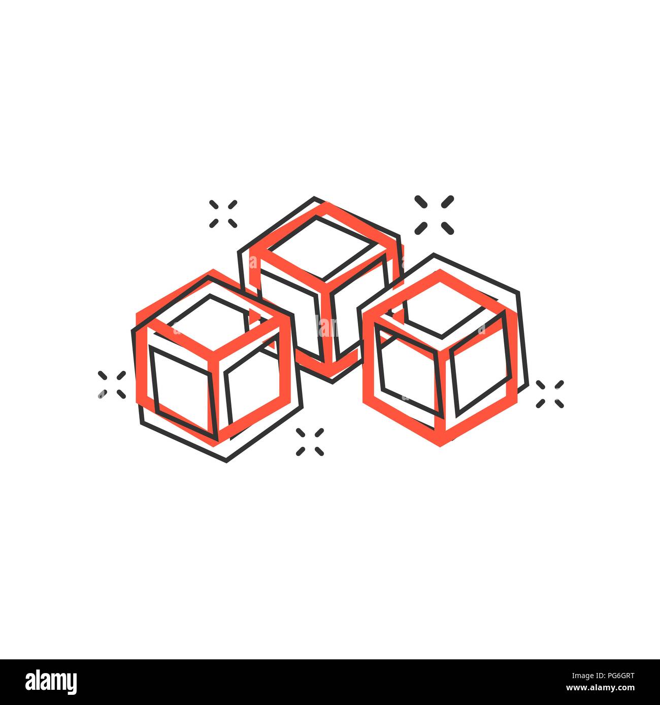 Vector cartoon blockchain technology icon in comic style. Cryptography ...