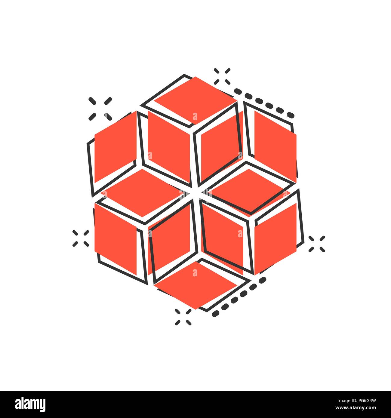 Vector cartoon blockchain technology icon in comic style. Cryptography ...