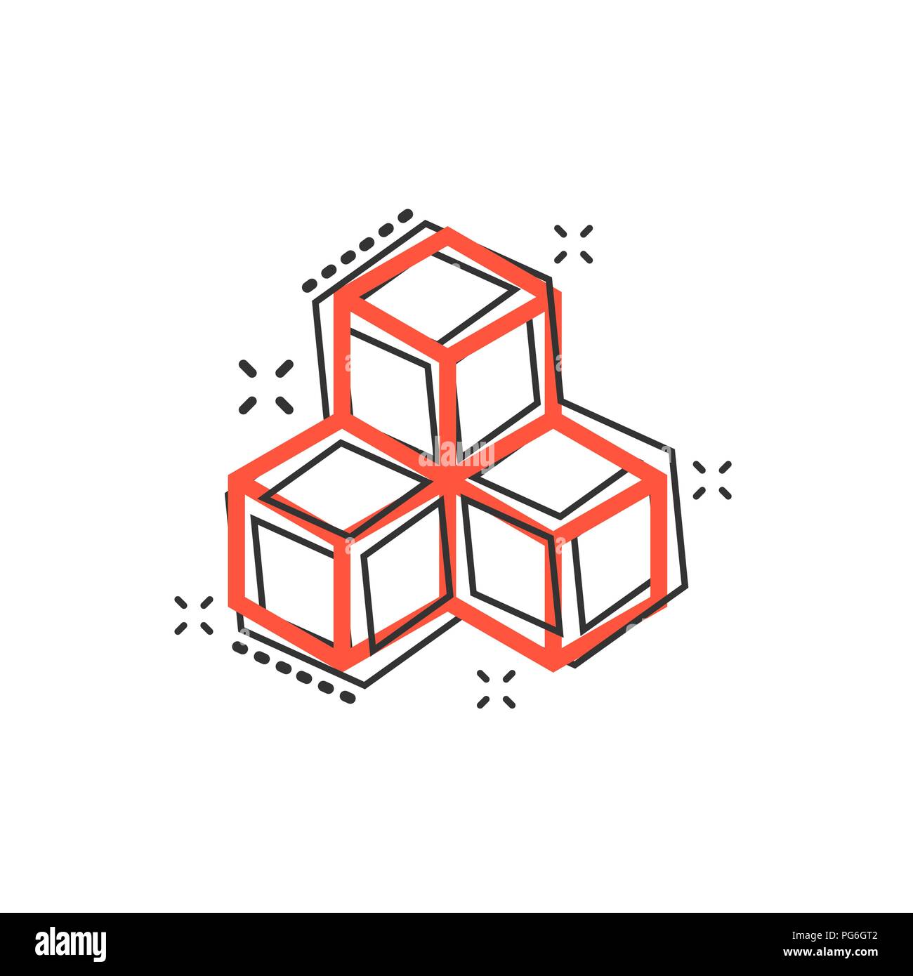 Vector cartoon blockchain technology icon in comic style. Cryptography ...