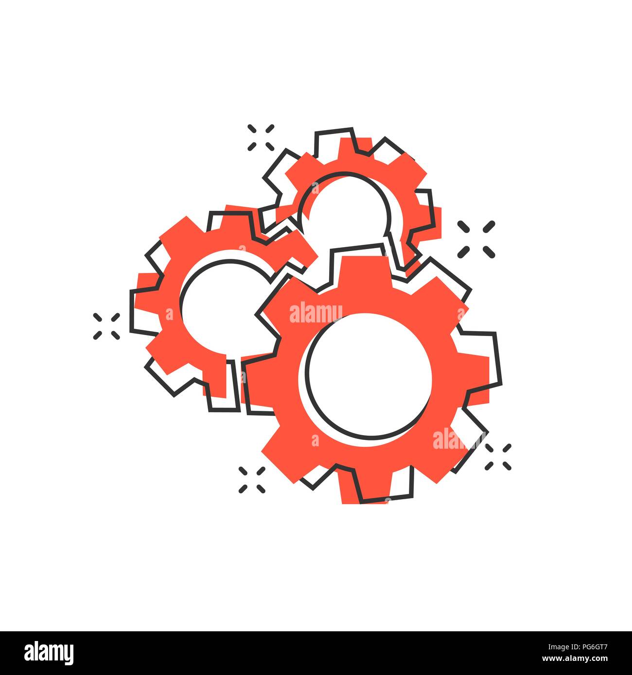 Vector cartoon gear icon in comic style. Cog wheel concept illustration ...