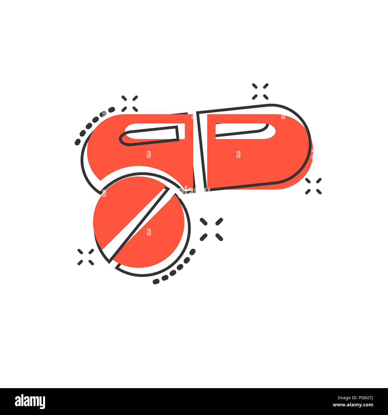 Vector cartoon capsule pills tablet icon in comic style. Medical pills ...