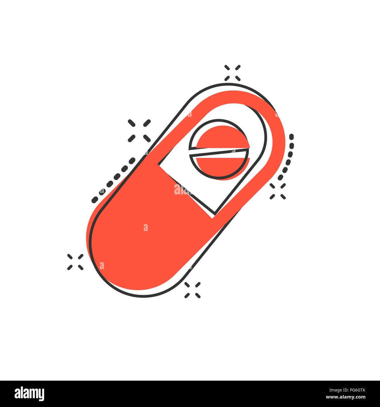 Vector cartoon capsule pills tablet icon in comic style. Medical pills ...