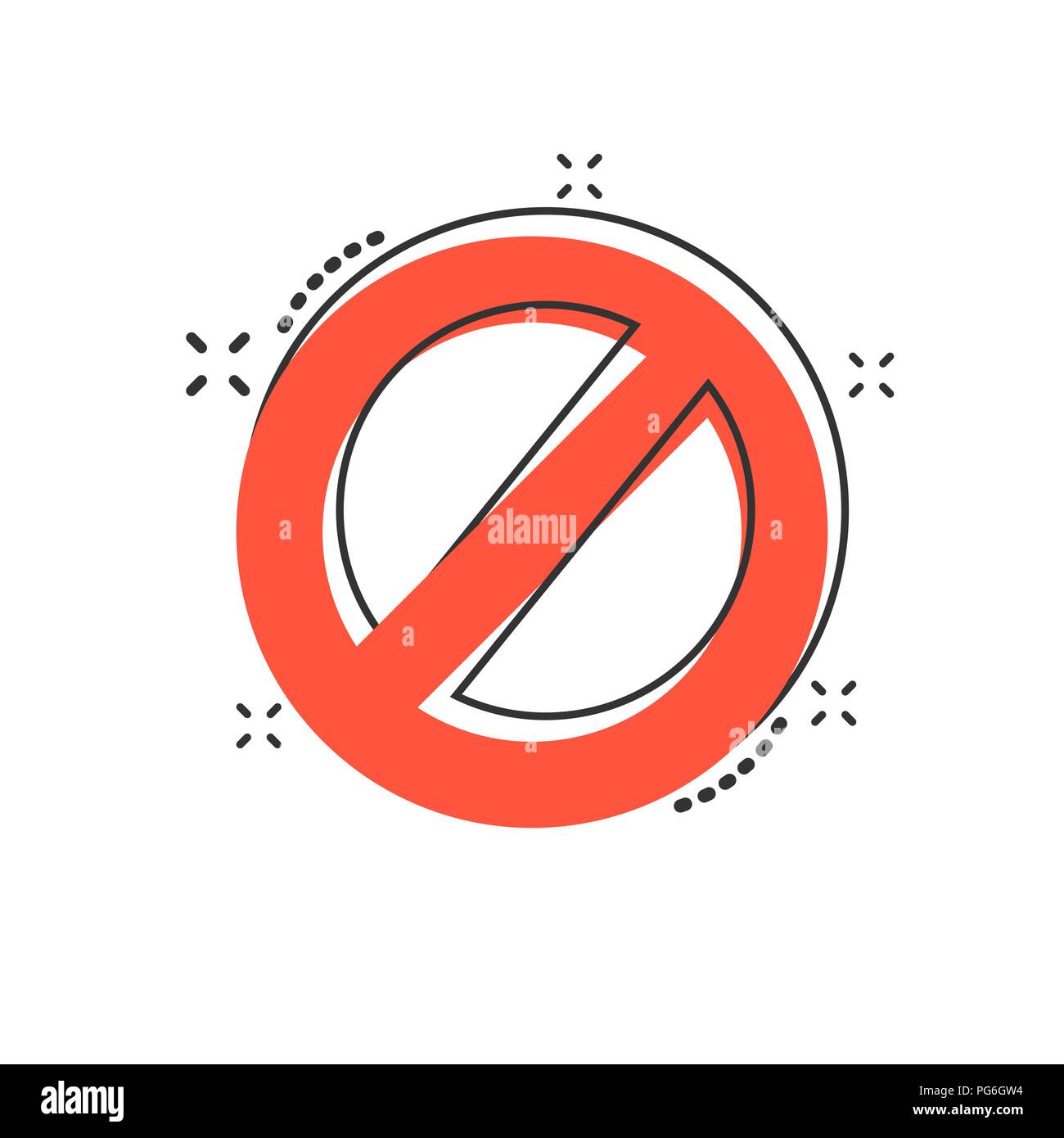 Vector cartoon stop sign icon in comic style. Danger symbol concept ...