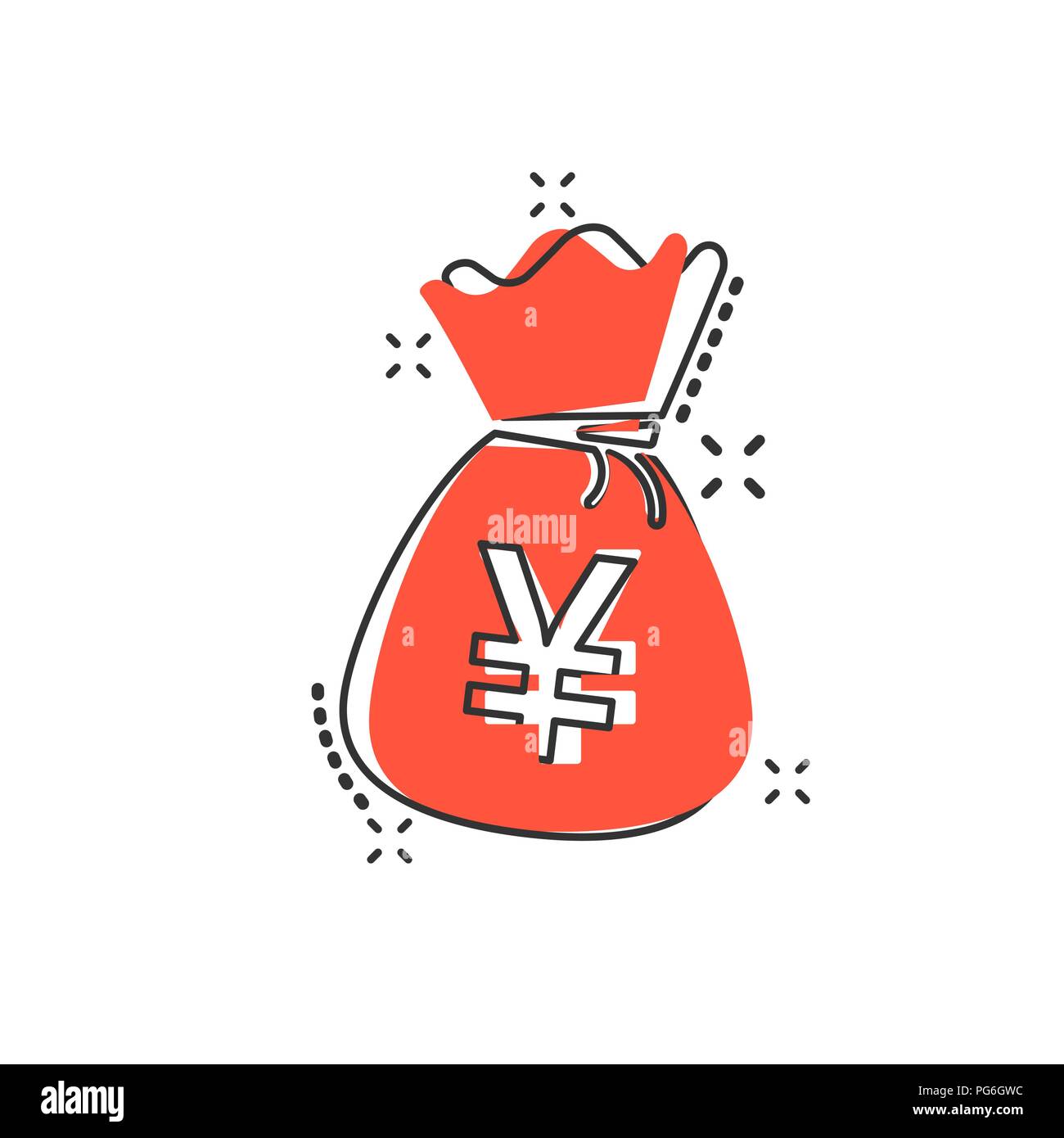 Vector cartoon yen, yuan bag money currency icon in comic style. Yen ...
