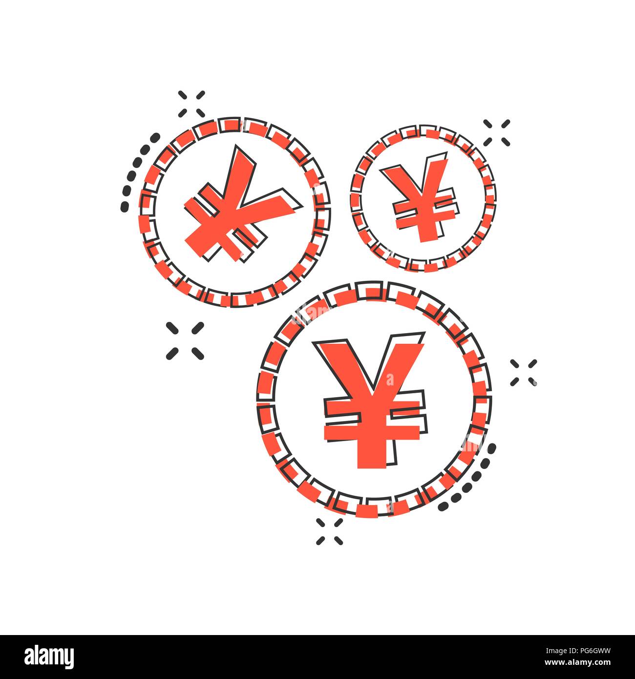 Vector cartoon yen, yuan money currency icon in comic style. Yen coin ...