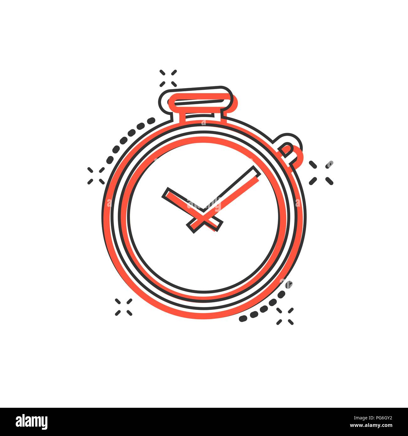 Vector cartoon clock timer icon in comic style. Time alarm concept ...