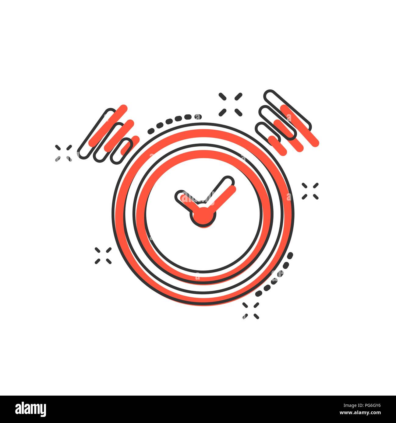 Vector cartoon clock timer icon in comic style. Time alarm concept ...
