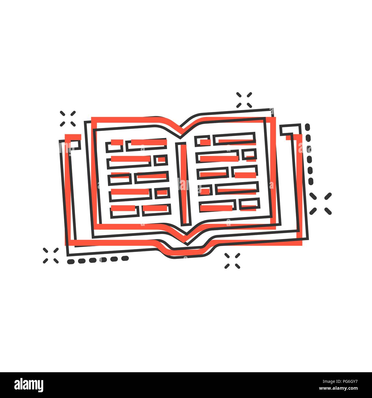 Vector cartoon open book icon in comic style. Text book concept ...