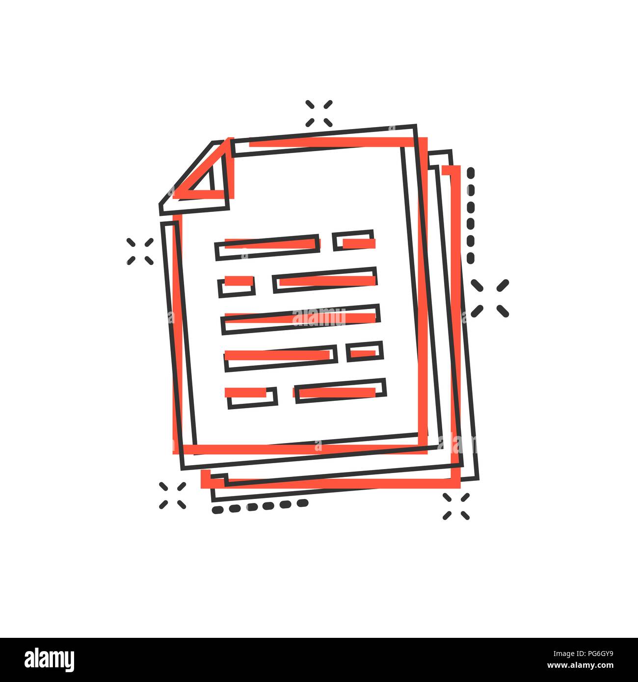 Vector cartoon document paper icon in comic style. Terms sheet concept ...