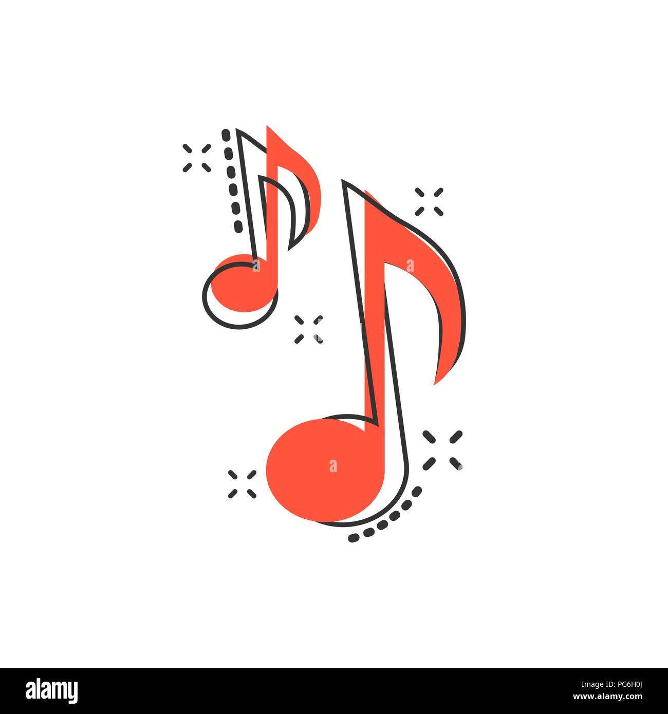 Vector cartoon music note icon in comic style. Sound media concept ...