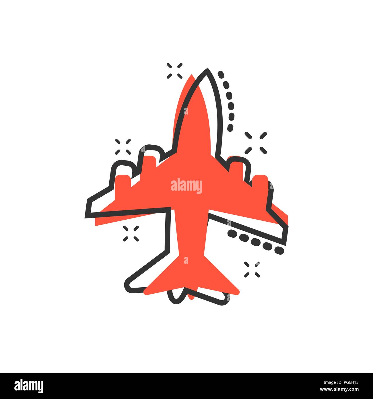 Vector cartoon airplane icon in comic style. Airport plane sign ...