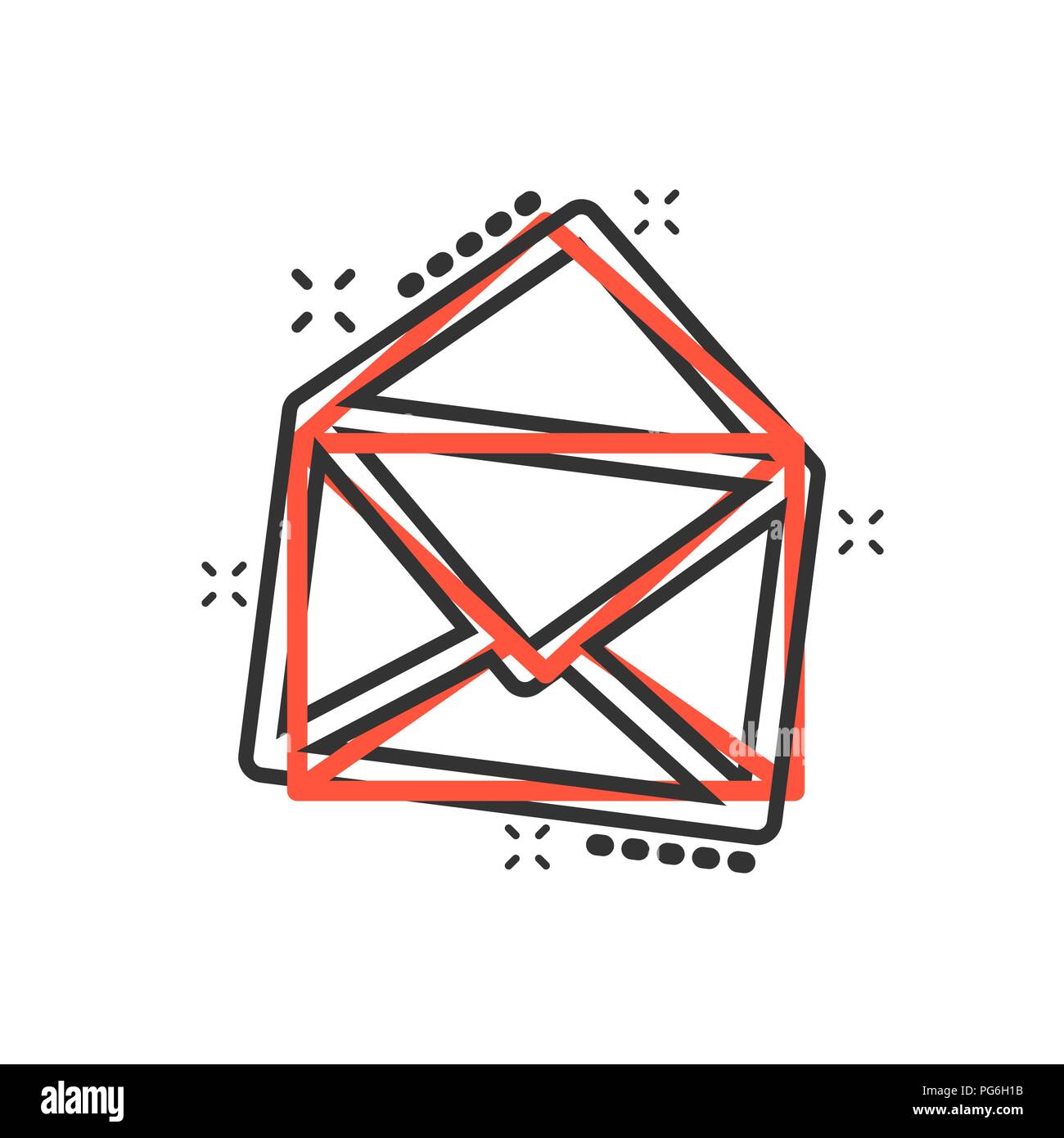 Vector cartoon mail envelope icon in comic style. Email sign ...