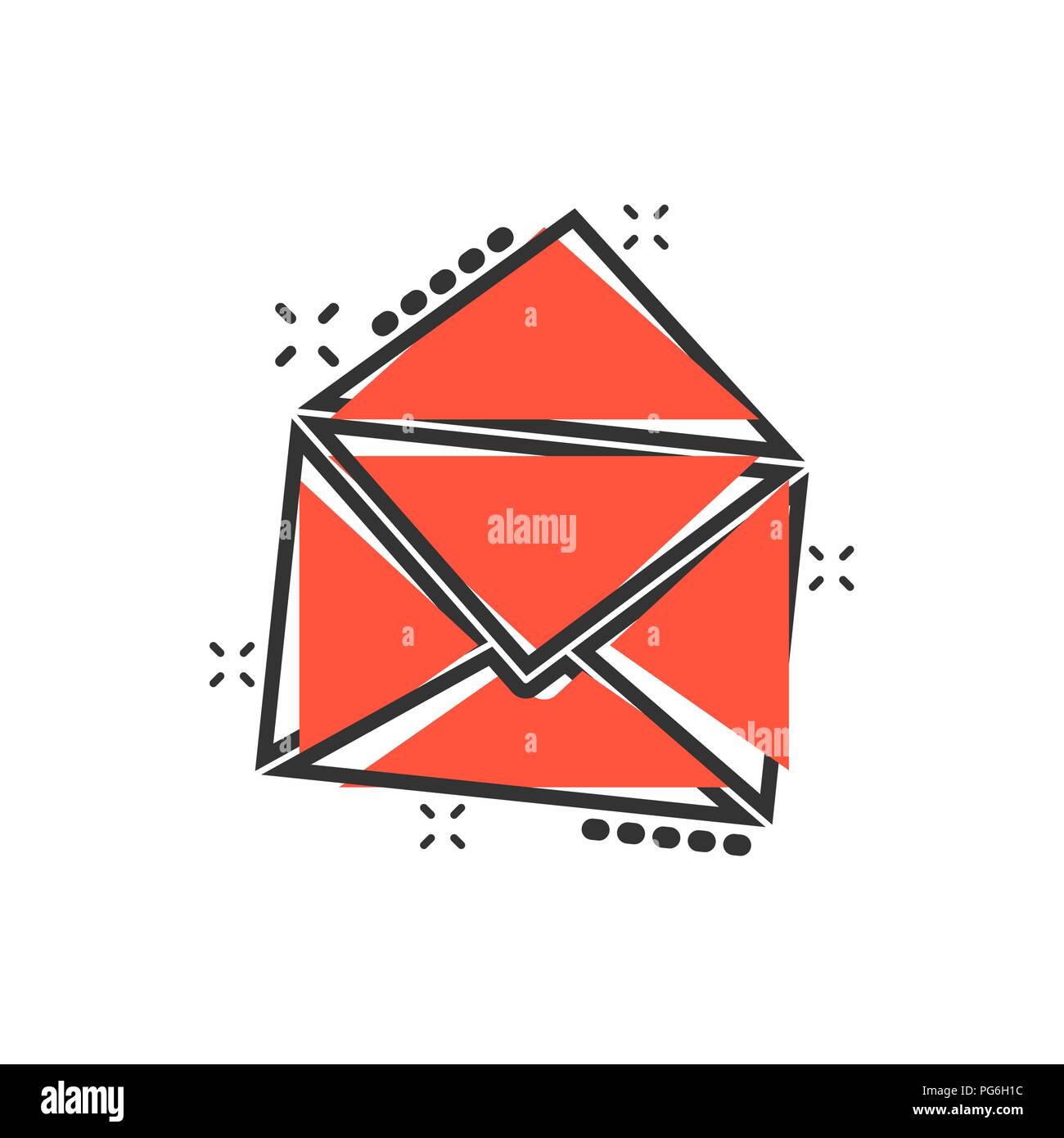 Vector cartoon mail envelope icon in comic style. Email sign ...