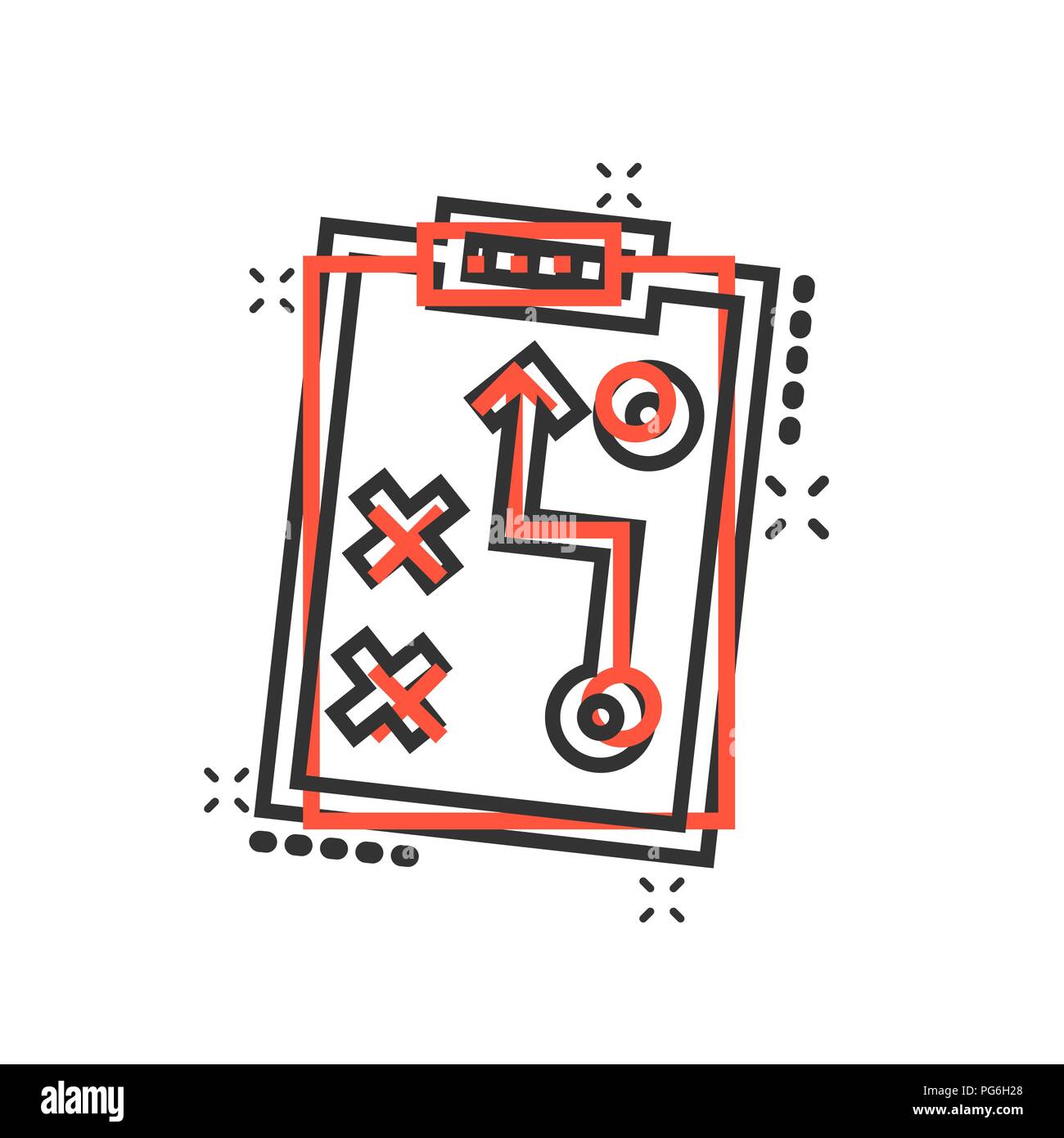 Vector cartoon tactical plan document icon in comic style. Strategy ...