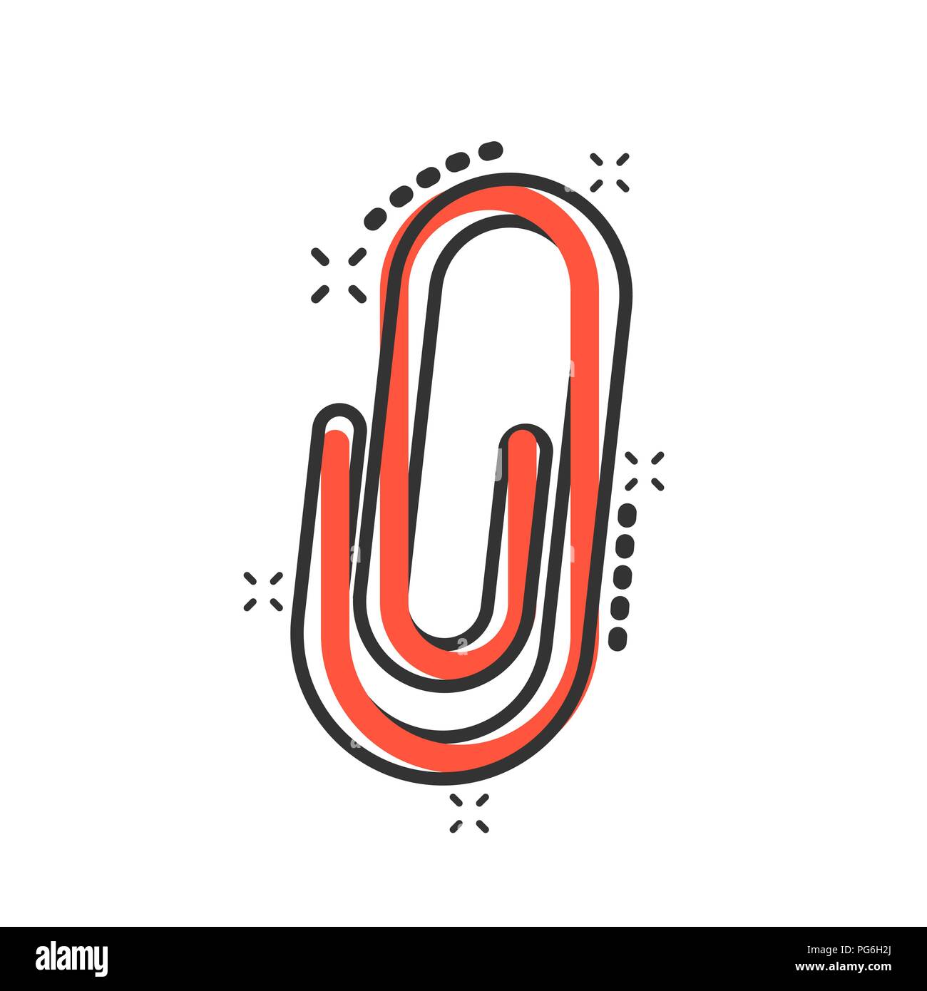 Vector cartoon paper clip attachment icon in comic style. Paperclip ...
