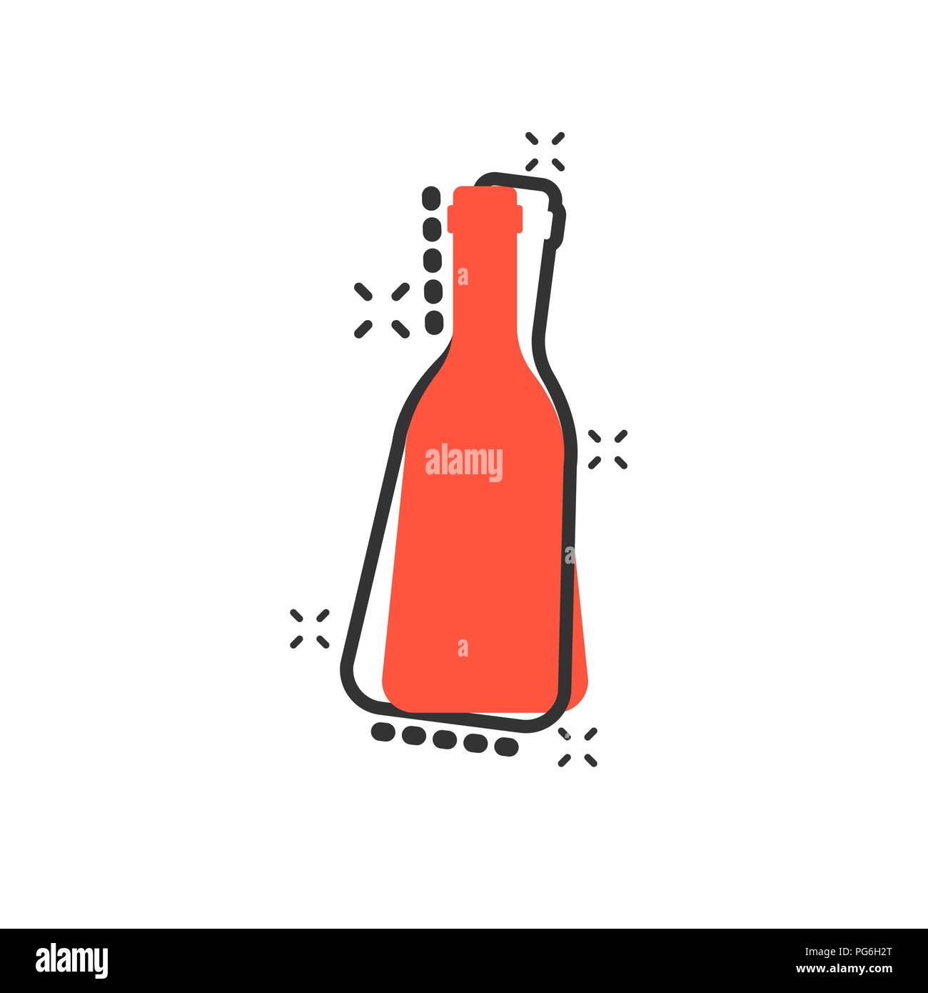 Vector cartoon wine, beer bottle icon in comic style. Alcohol bottle ...