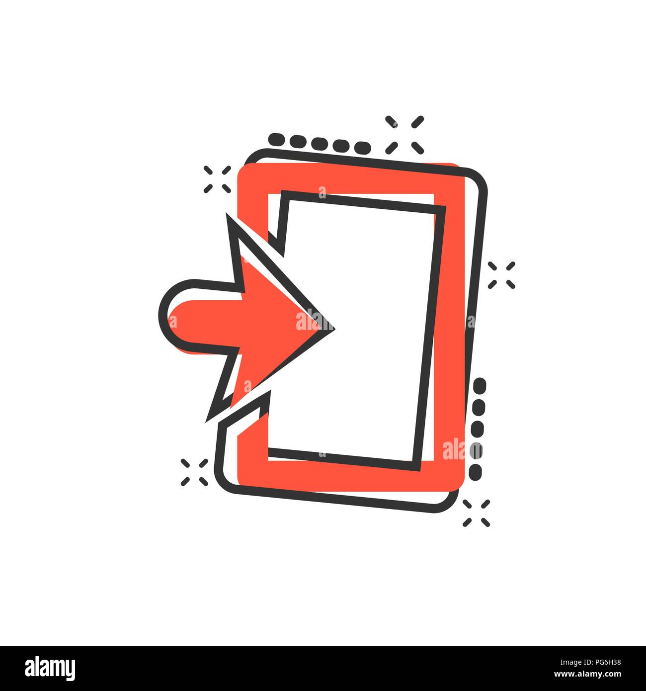 Vector cartoon entrance door icon in comic style. Exit doors concept ...