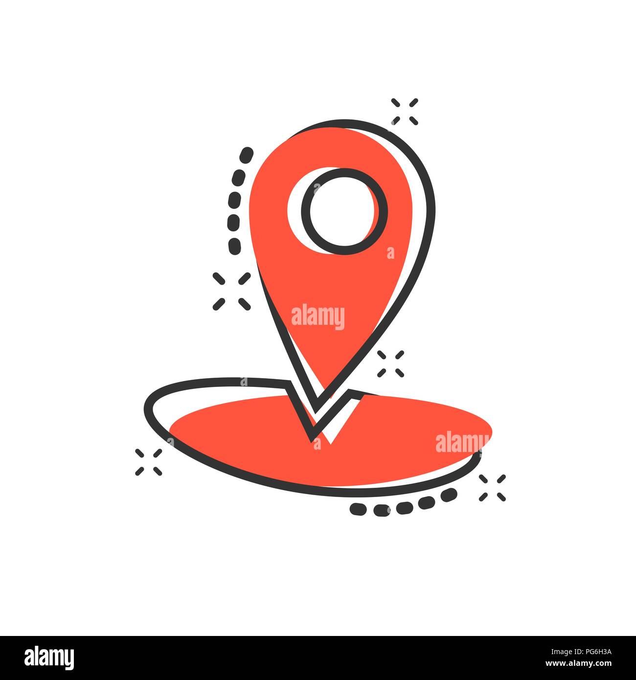Vector cartoon map pointer icon in comic style. Gps navigation mark illustration pictogram ...