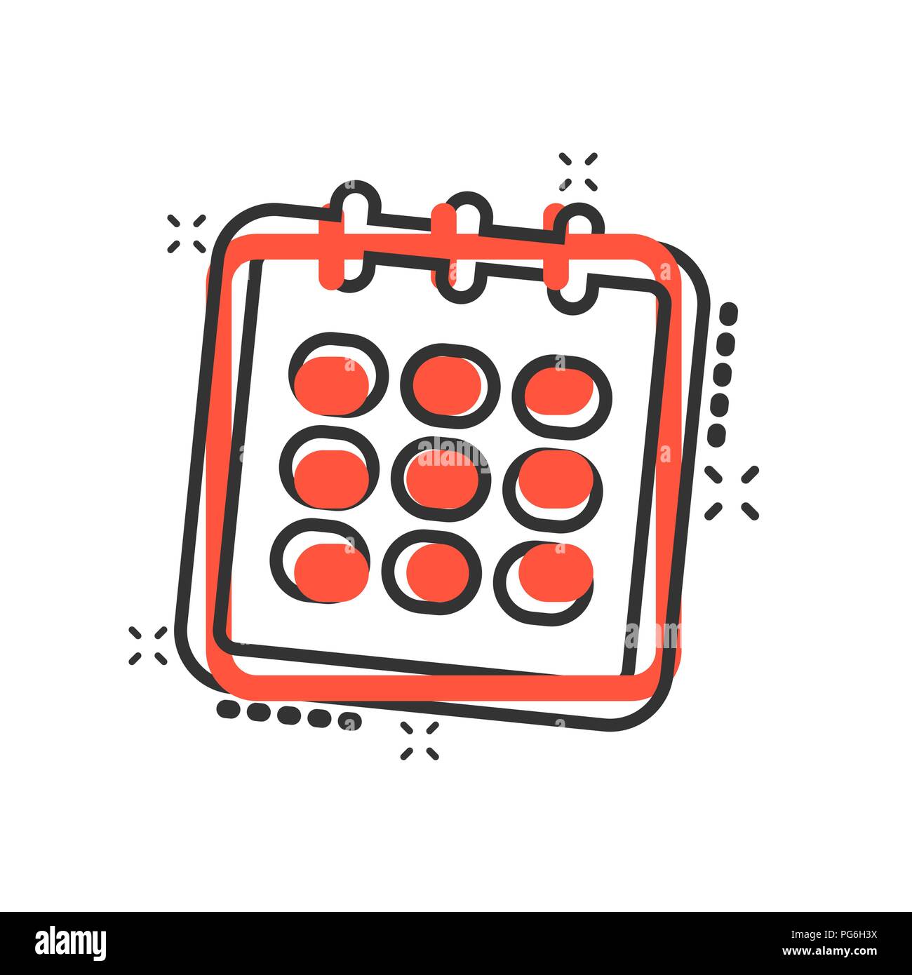 Vector cartoon calendar agenda icon in comic style. Reminder ...