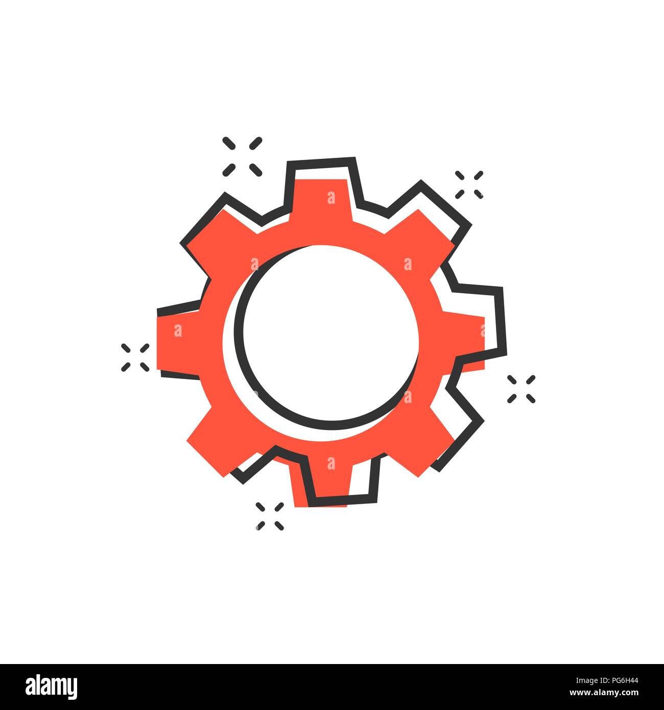 Vector cartoon gear icon in comic style. Cog wheel concept illustration ...