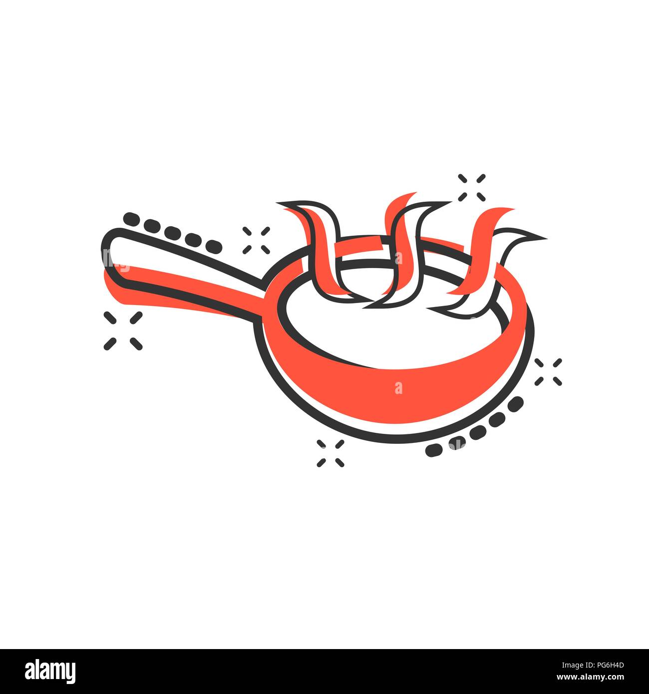 Vector cartoon frying pan icon in comic style. Cooking pan concept ...