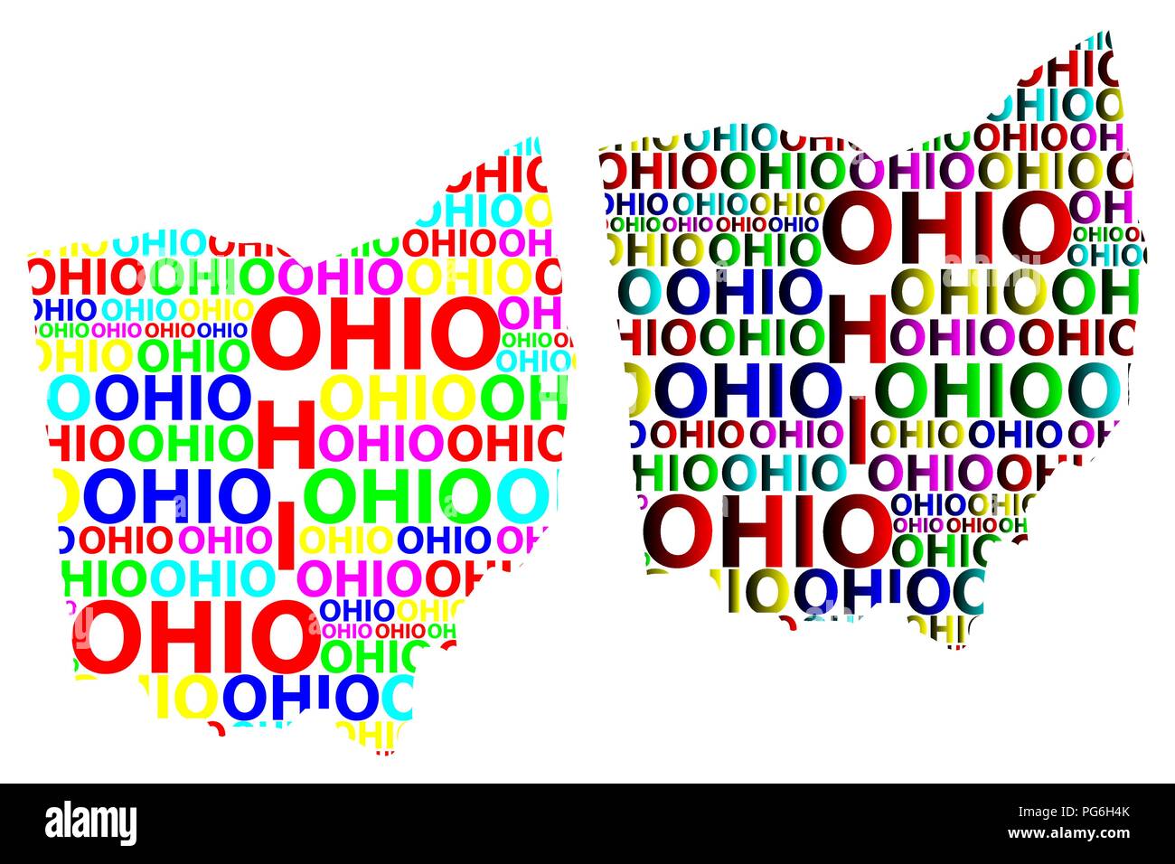 Sketch Ohio (United States of America) letter text map, Ohio map - in ...