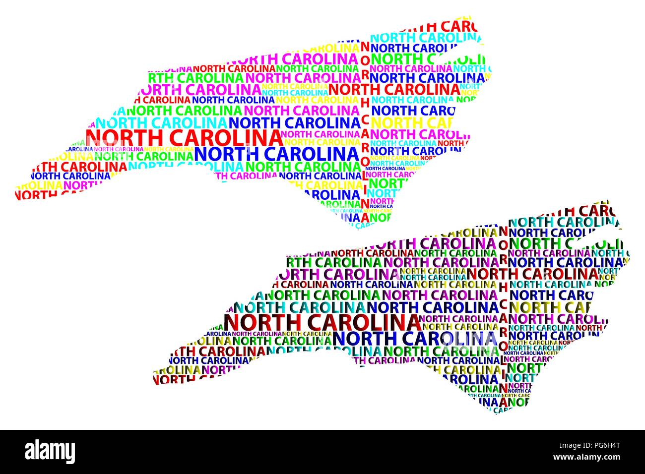Sketch North Carolina (United States of America) letter text map, North ...