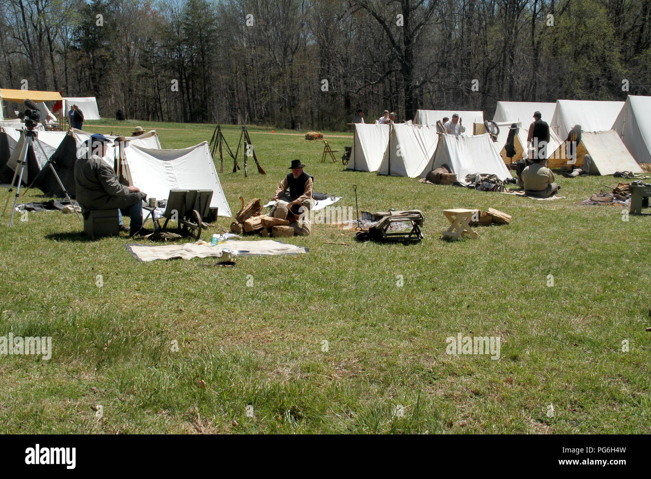 The Confederate States Army camping. Historical reenactment at ...
