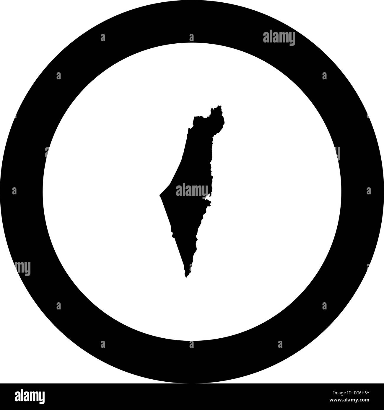 Map of Israel icon black color in round circle vector I Stock Vector ...